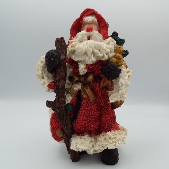 Holiday | Santa Claus Figurine Red Suit Hat W Walking Stick Christmas ...